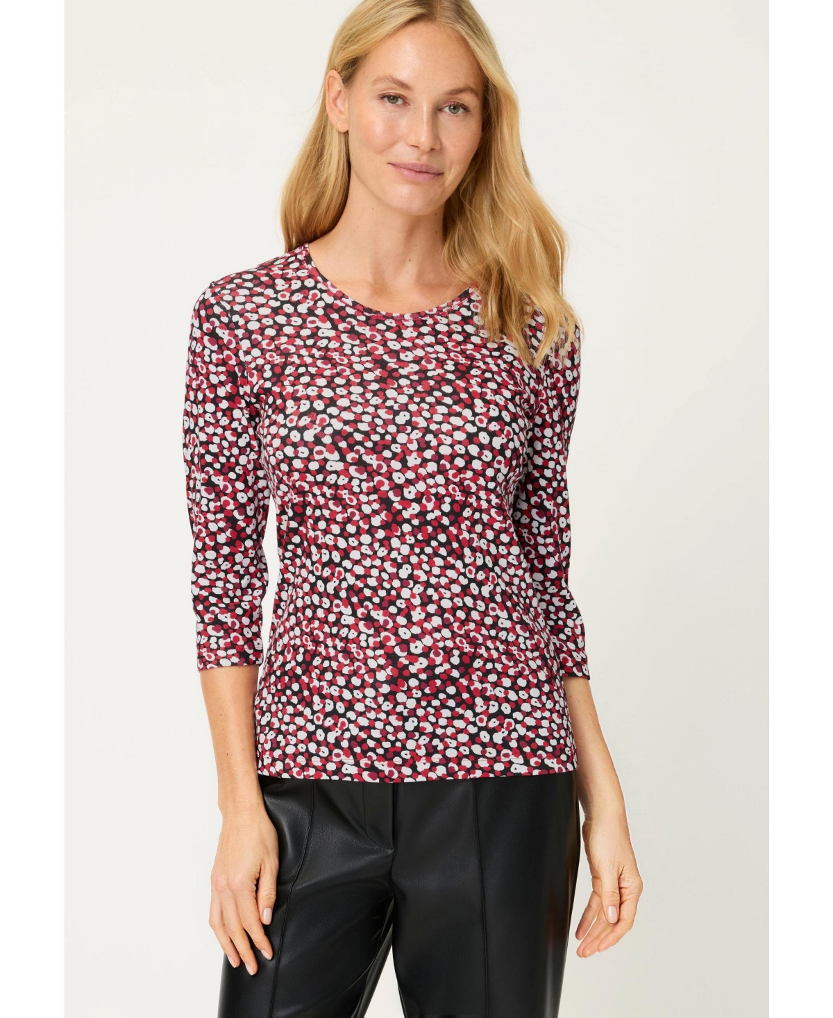 Click here for Olsen Womens Modern Blot Print T-Shirt - True red prices