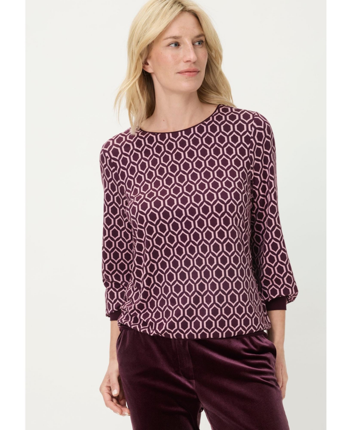 Click here for Olsen Womens Graphic T-Shirt - Dark wine prices