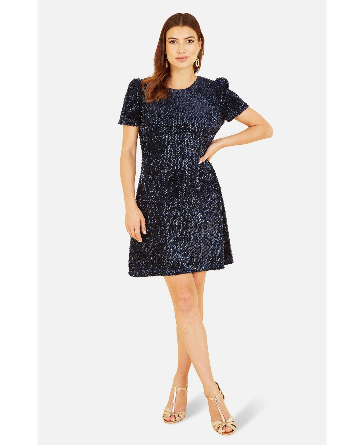 Click here for Yumi Womens Sequin Tunic Mini Dress - Navy prices