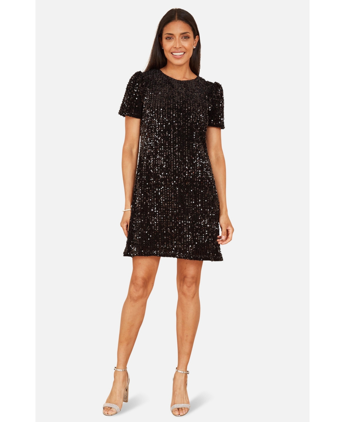 Click here for Yumi Womens Sequin Tunic Mini Dress - Black prices