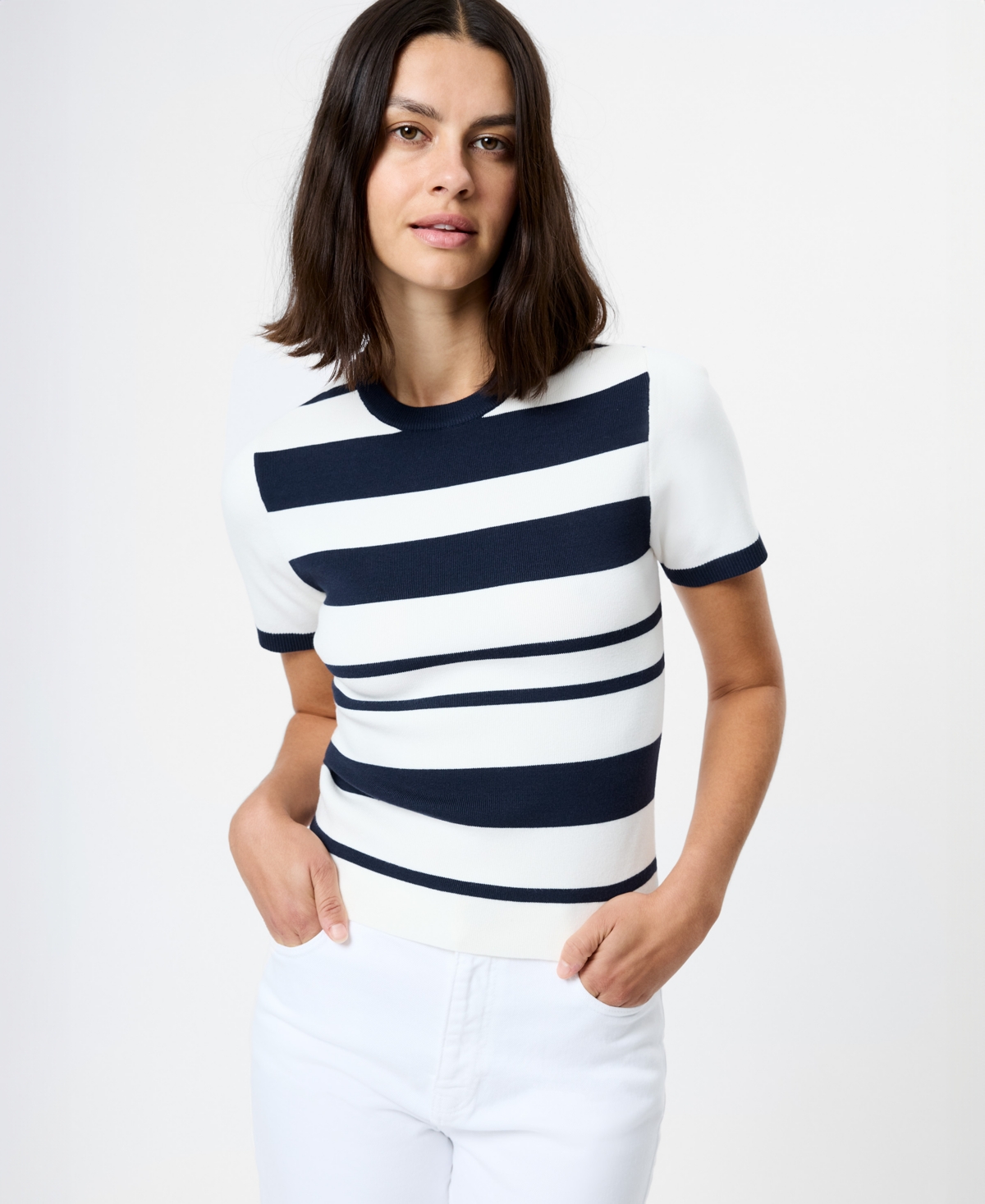 Click here for French Connection Womens Maxime Knit Striped Top -... prices