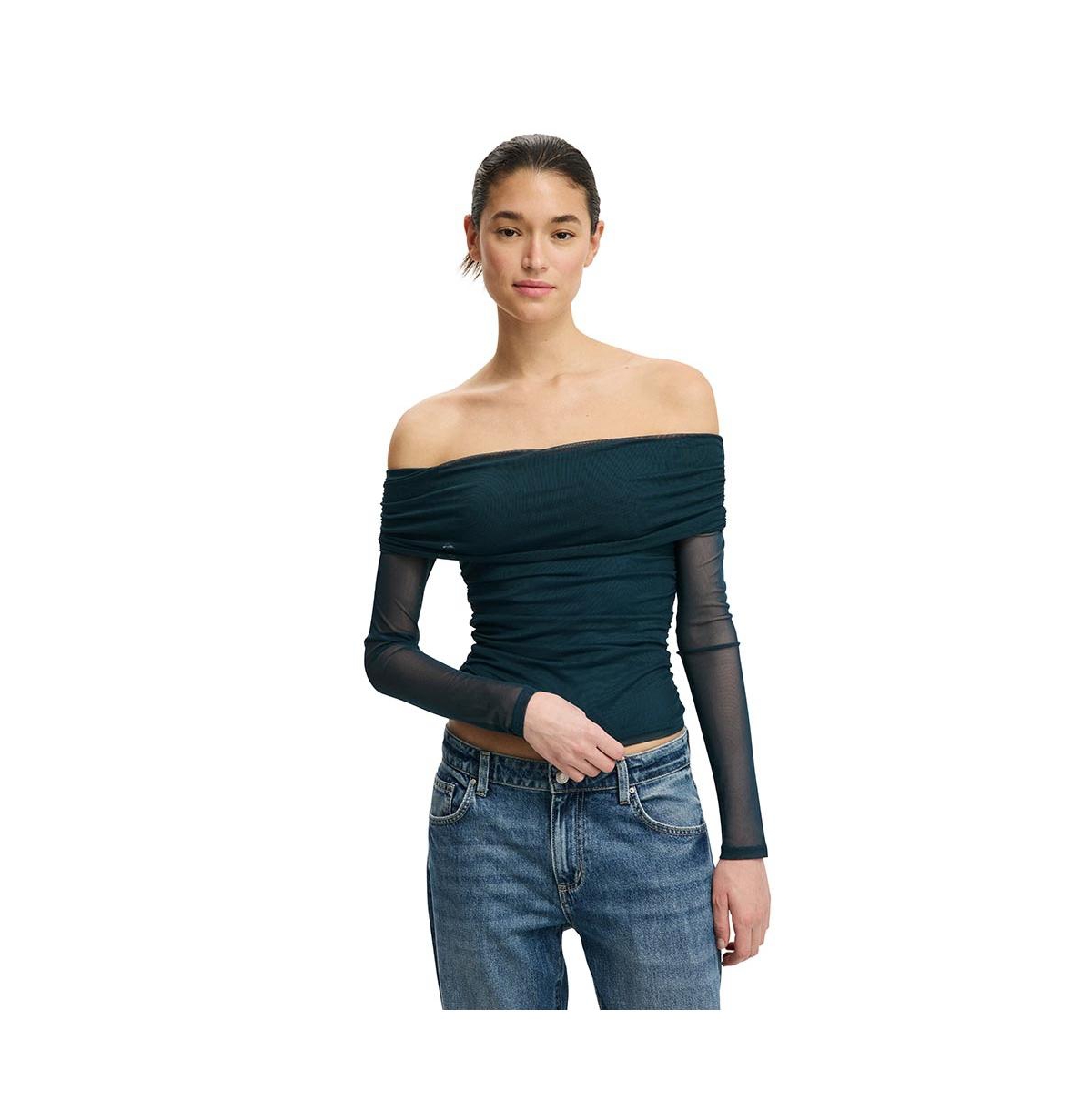 Click here for Cotton On Womens Ashley Off Shoulder Mesh Long Sle... prices