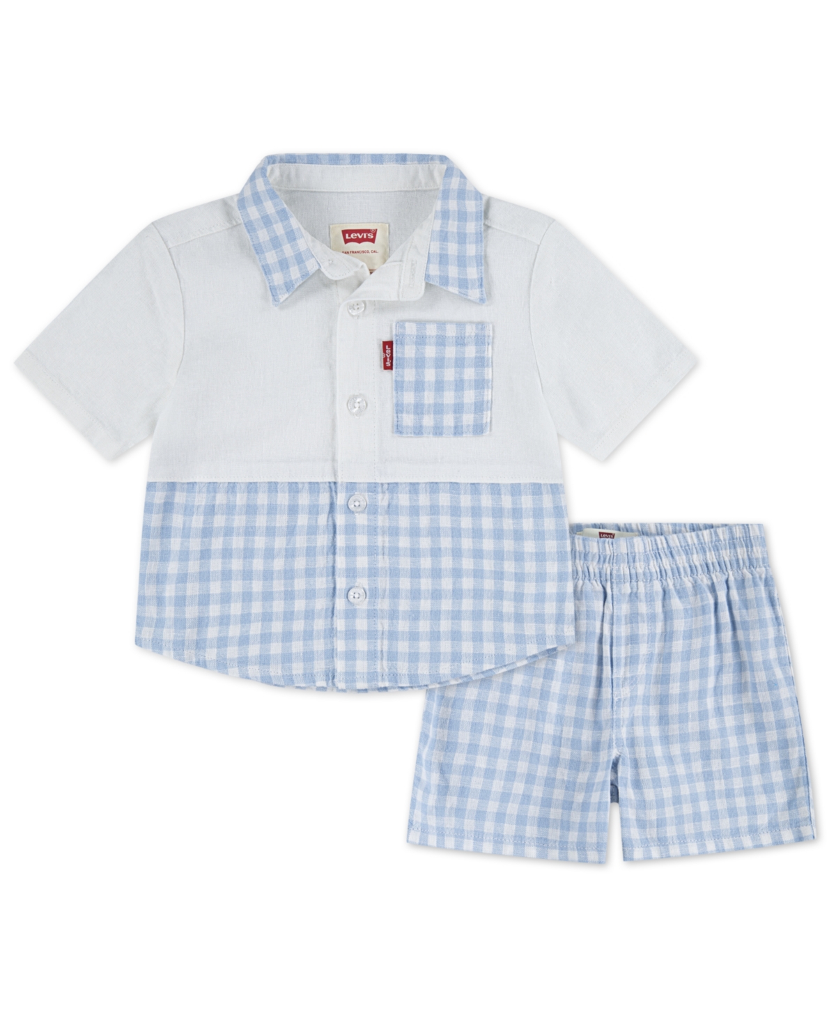 Click here for Levis Boys 2T-7 Gingham Linen Shirt and Shorts  2-... prices