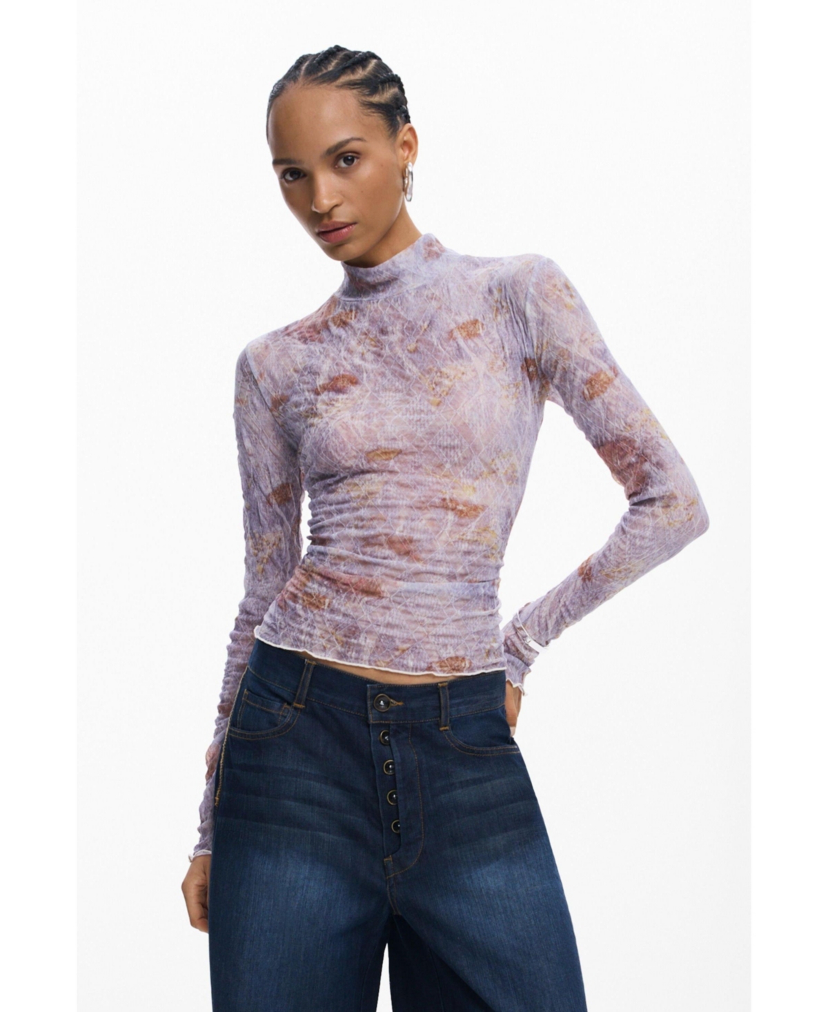 Click here for Desigual Womens Textured printed T-shirt - Red prices