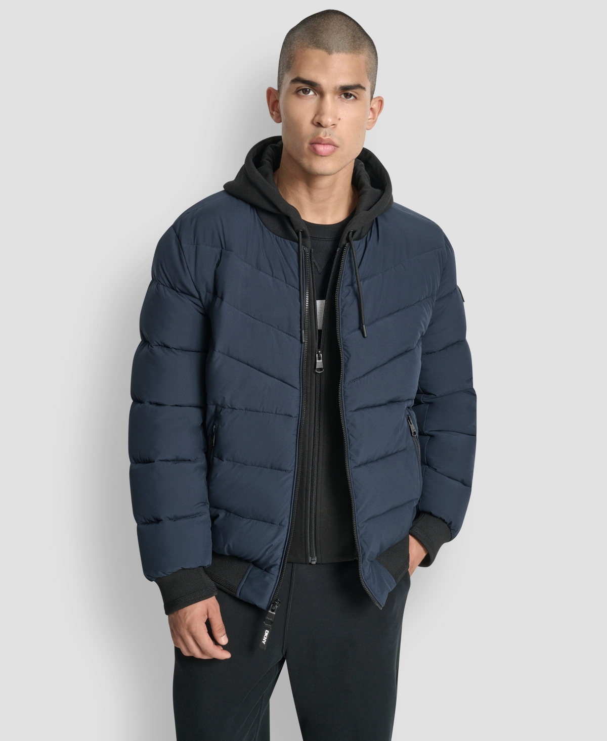 Click here for Dkny Mens Hooded Quilted Bomber Puffer Jacket - Na... prices