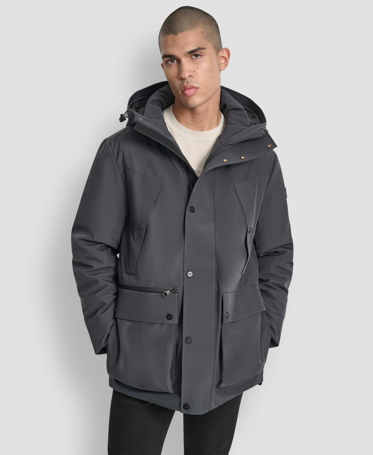 Click here for Dkny Mens Urban Hooded Parka Jacket - Iron prices