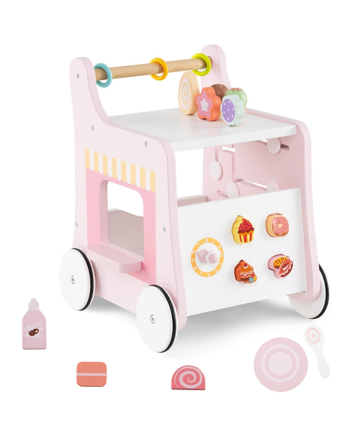 Click here for Costway Wooden Baby Walker Ice Cream Cart Toy with... prices