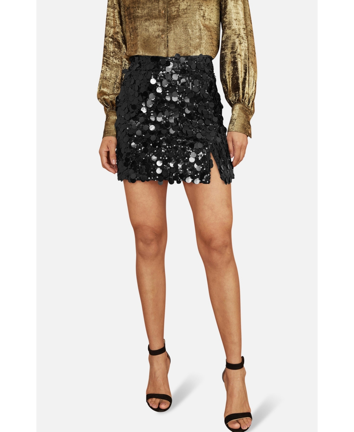 Click here for Yumi Womens Big Sequin Mini Skirt - Black prices