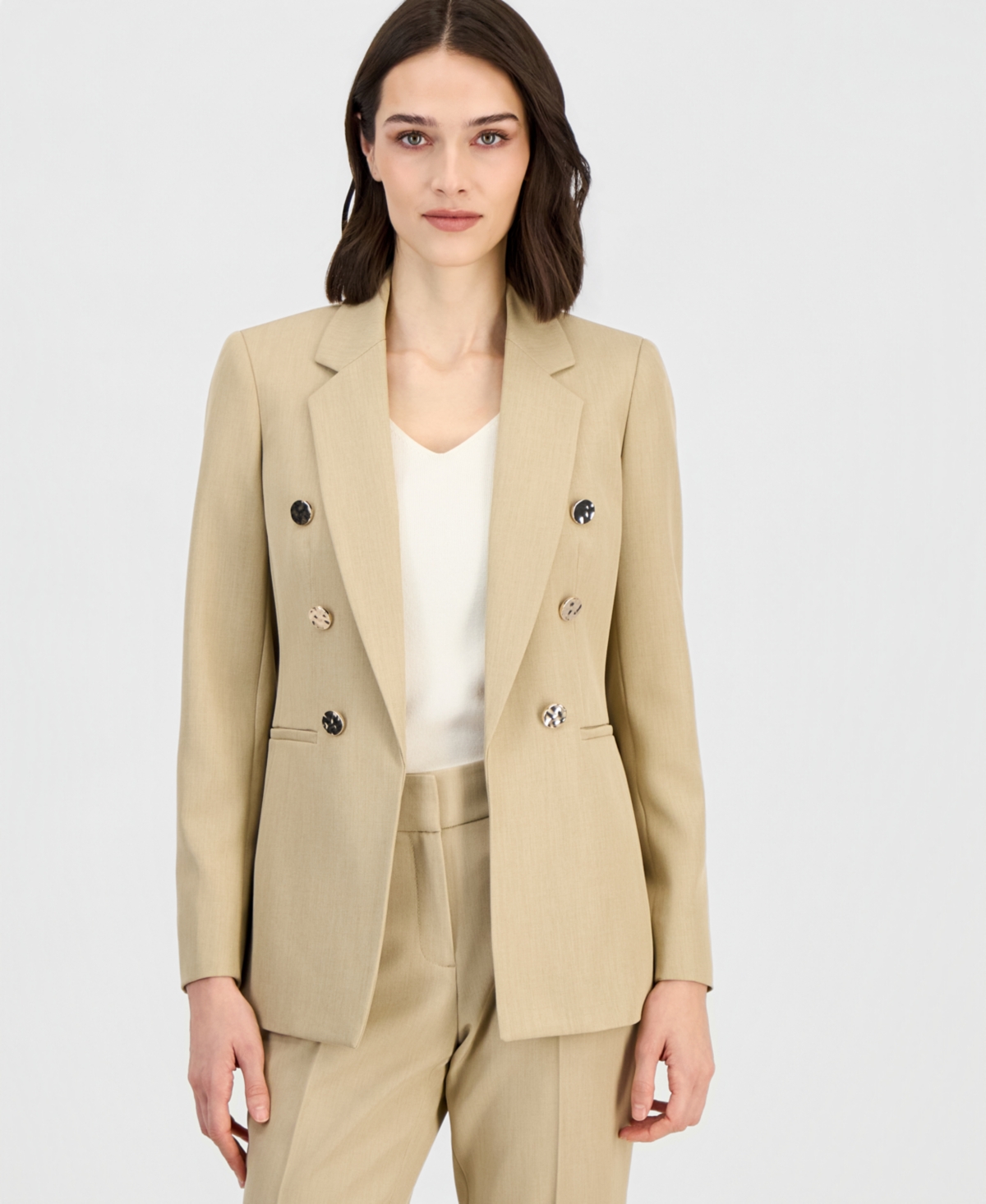 Click here for Anne Klein Womens Faux Double-Breasted Open-Front... prices