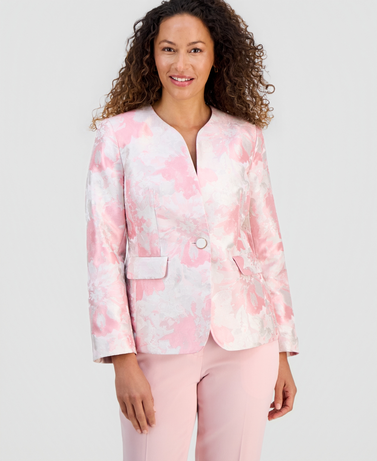 Click here for Kasper Petite Collarless Jacquard Blazer - Tutu Pi... prices