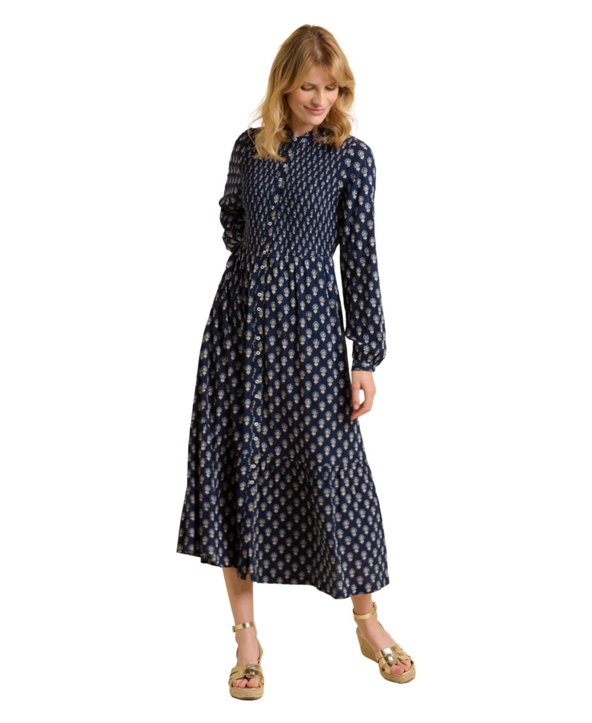Click here for Brakeburn Womens Lark Long Sleeve Button Midi Dres... prices