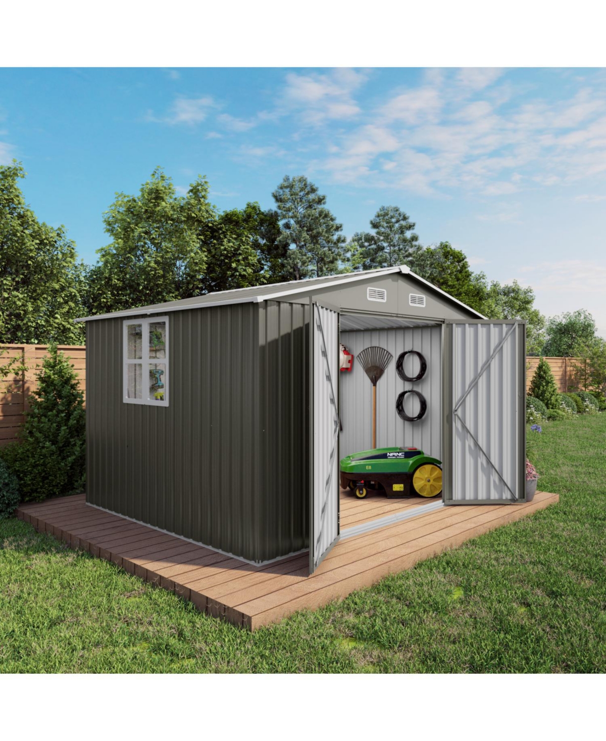 Click here for Streamdale 10x8 Ft Metal Outdoor Storage Shed - Gr... prices