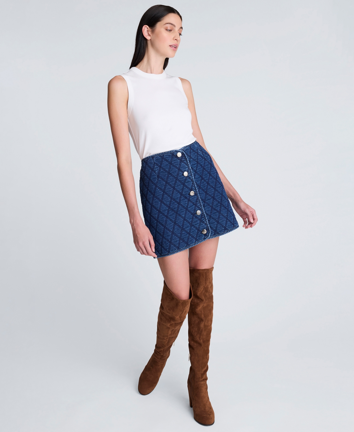 Click here for Kenneth Cole Womens Quilted Pencil Mini Skirt - Pa... prices