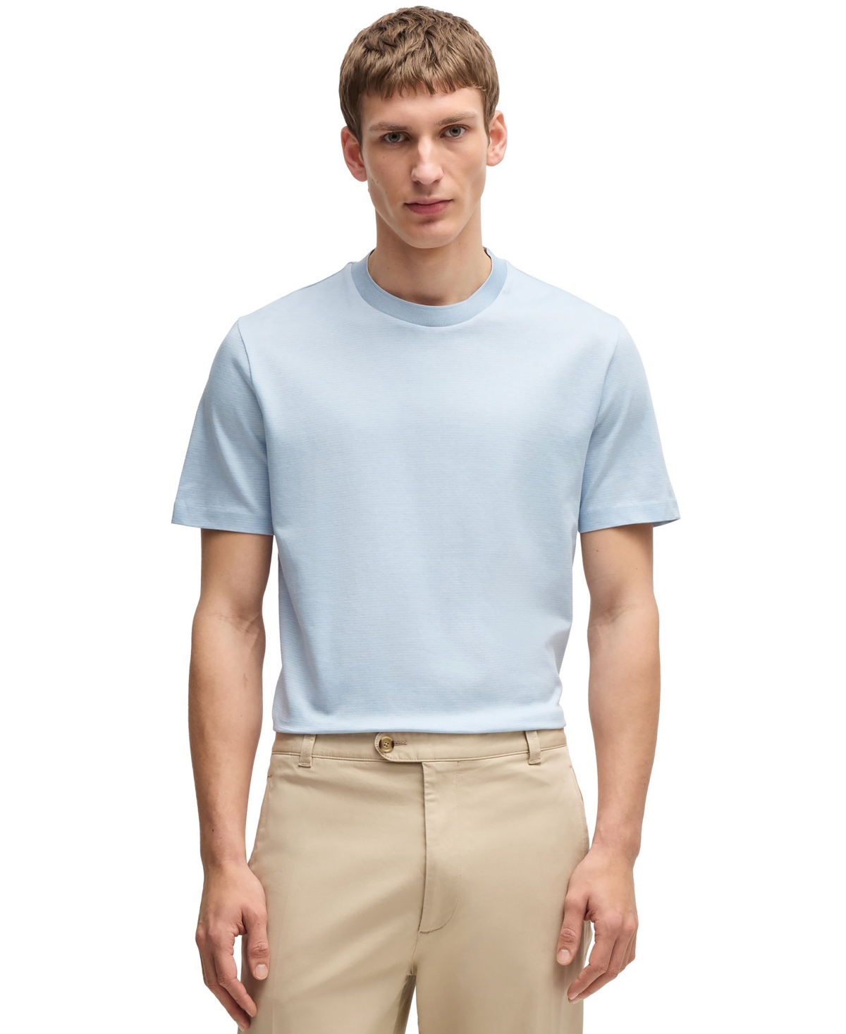 Click here for Boss by Hugo Boss Mens Mercerised-Cotton T-Shirt -... prices