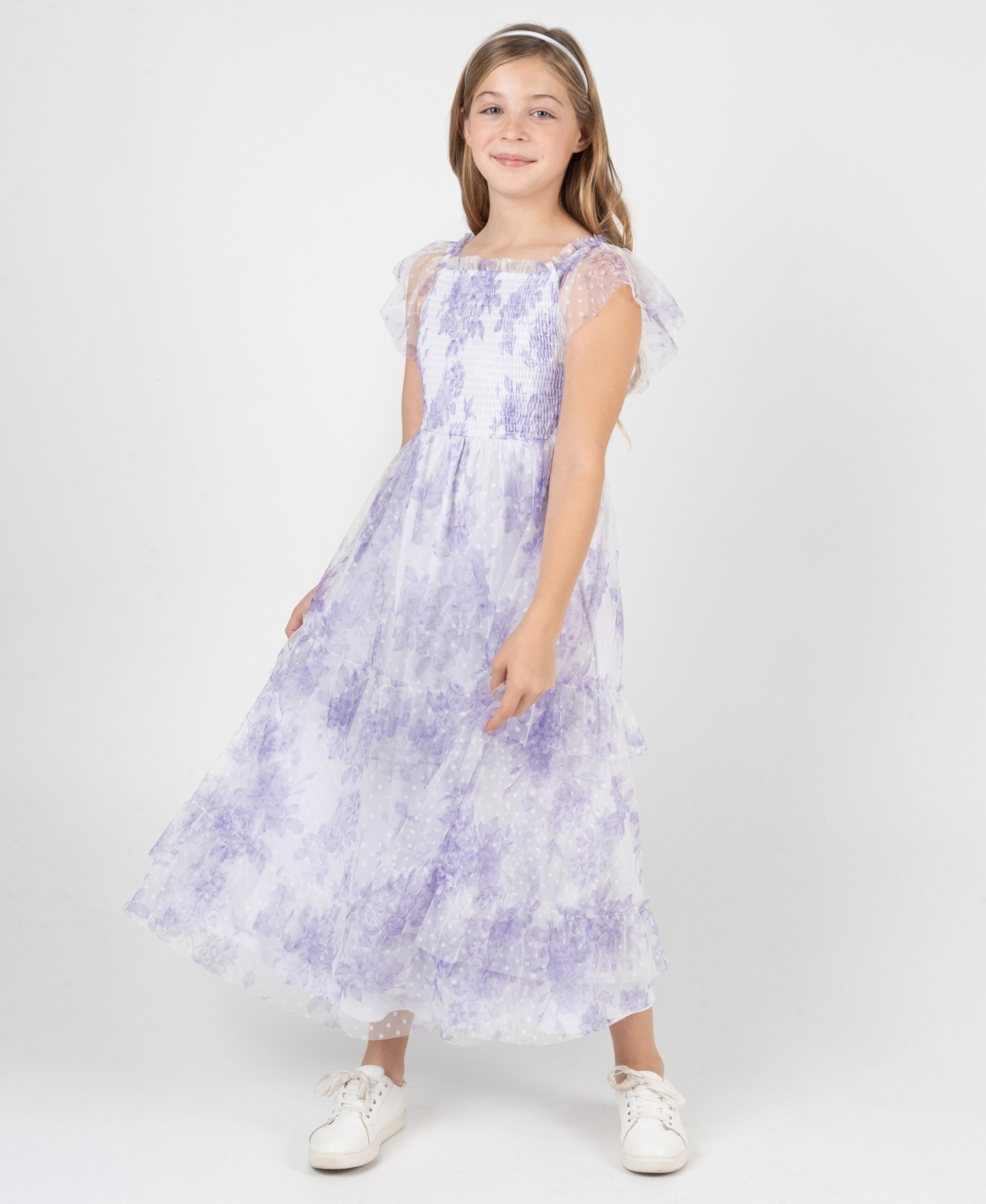 Click here for Rare Editions Girls 7-16 Clip Dot Mesh Smocked Bod... prices