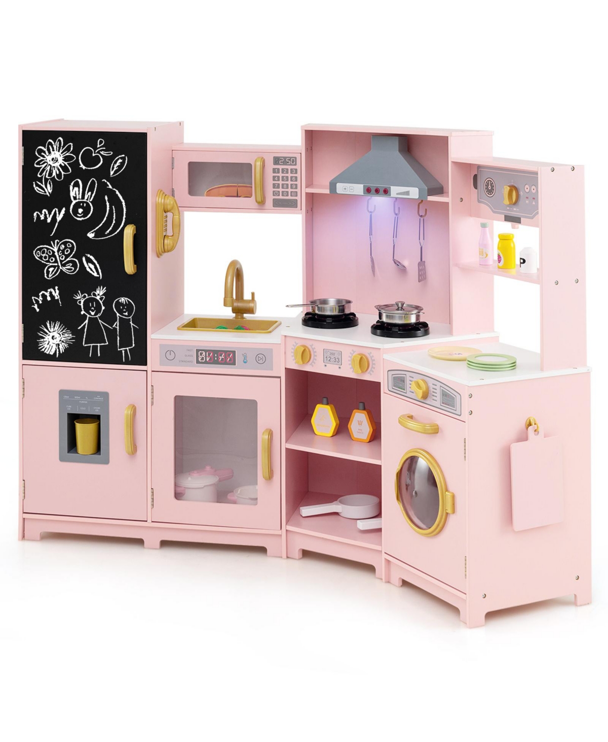Click here for Gymax Corner Kids Play Kitchen Wooden Pretend Toy... prices