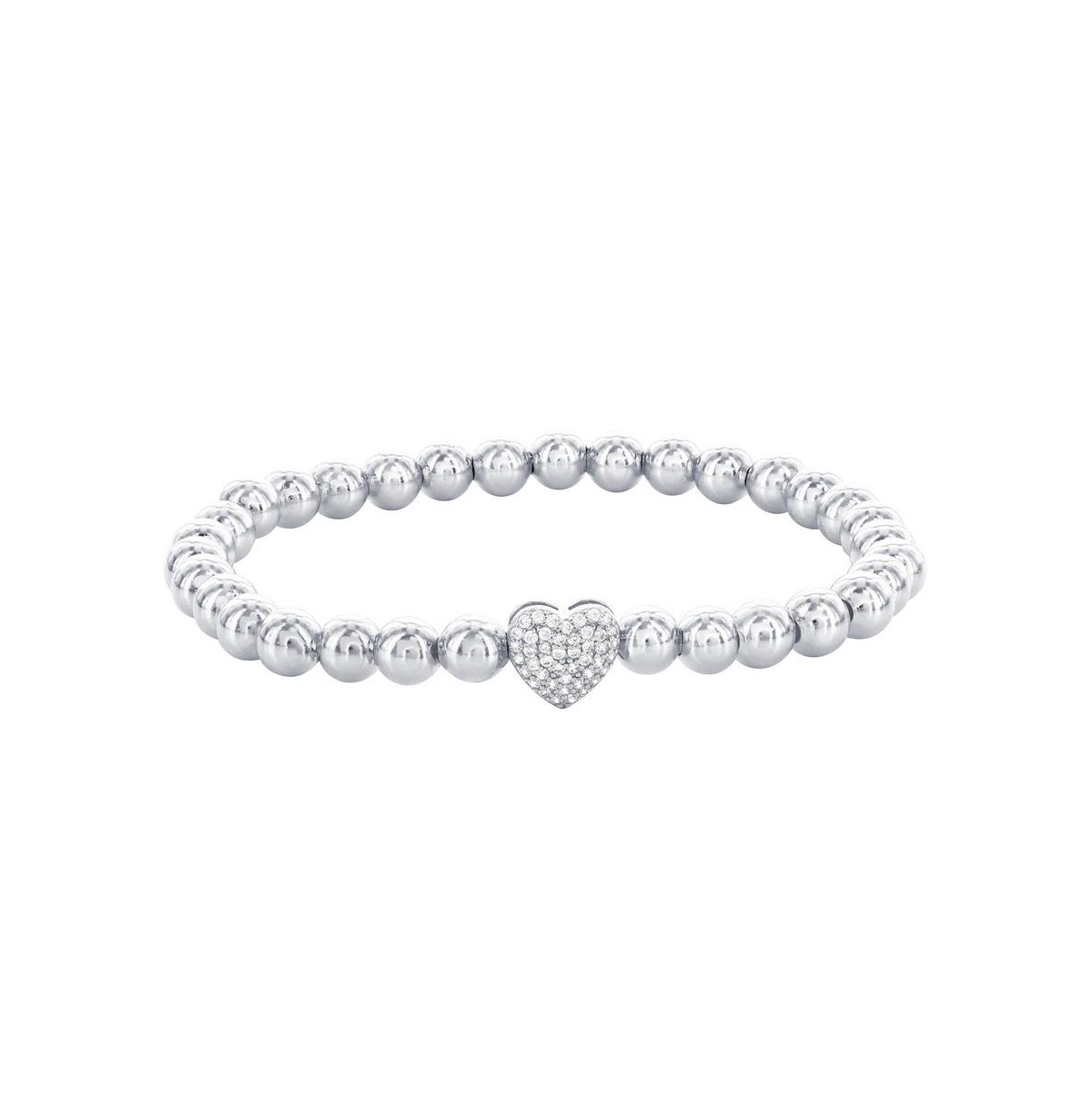 Click here for Simona Sterling Silver  Cz Heart Beaded Bracelet -... prices