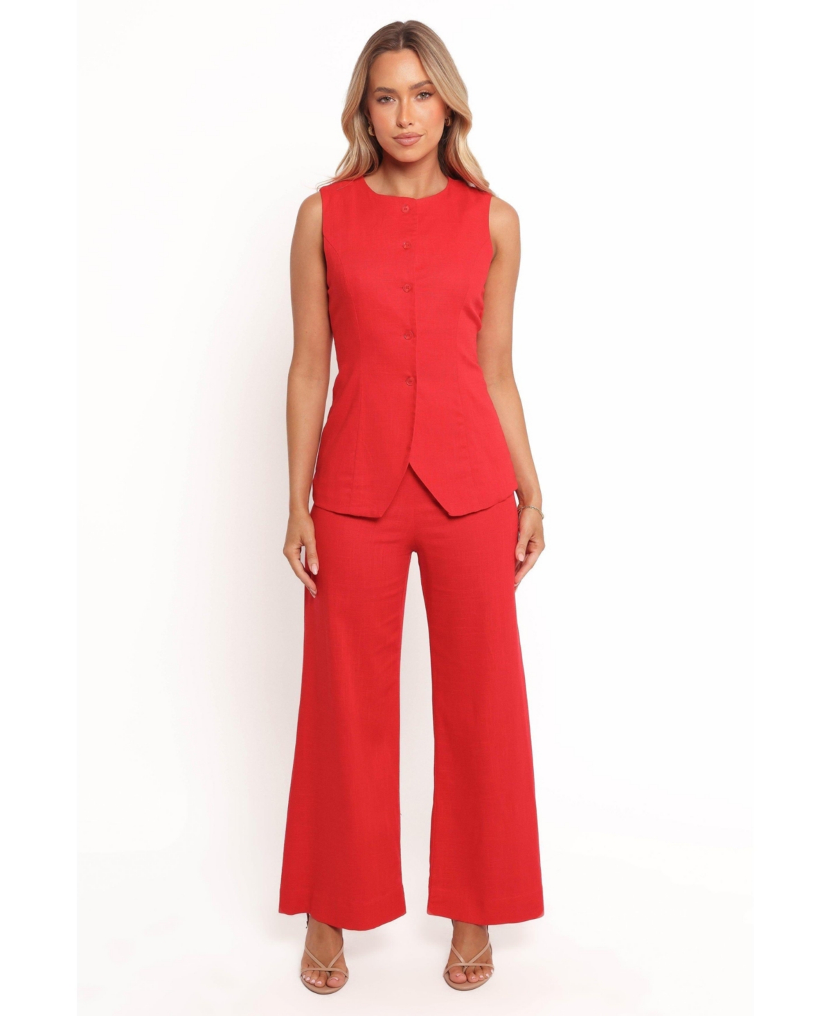 Click here for Petal and Pup Womens Amia Linen Blend Vest Top - R... prices