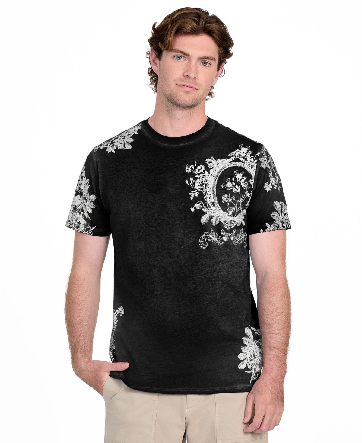Click here for Guess Mens Floral T-Shirt - Jet Black prices
