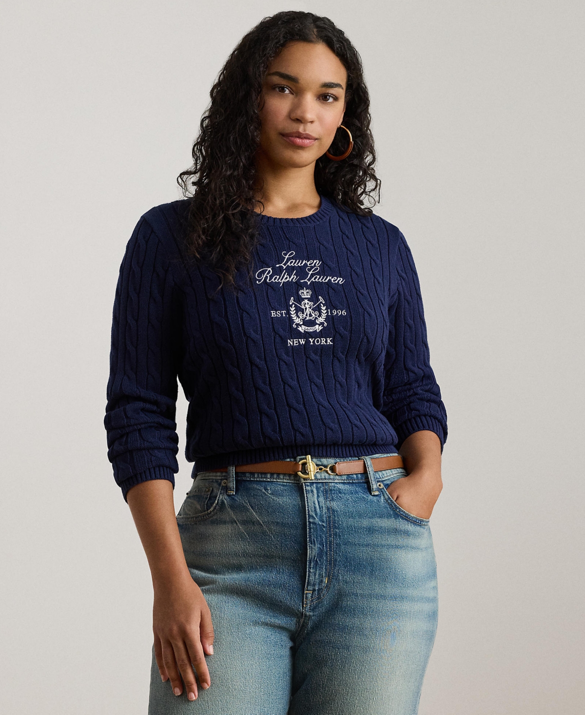 Click here for Lauren Ralph Lauren Plus Size Embroidered-Crest Lo... prices