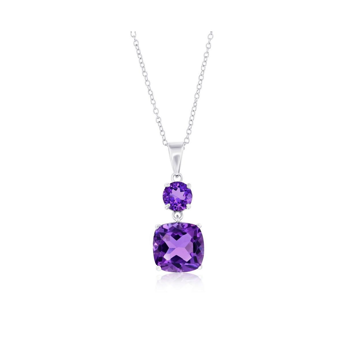 Click here for Simona Sterling Silver  Round & Square Gem Necklac... prices