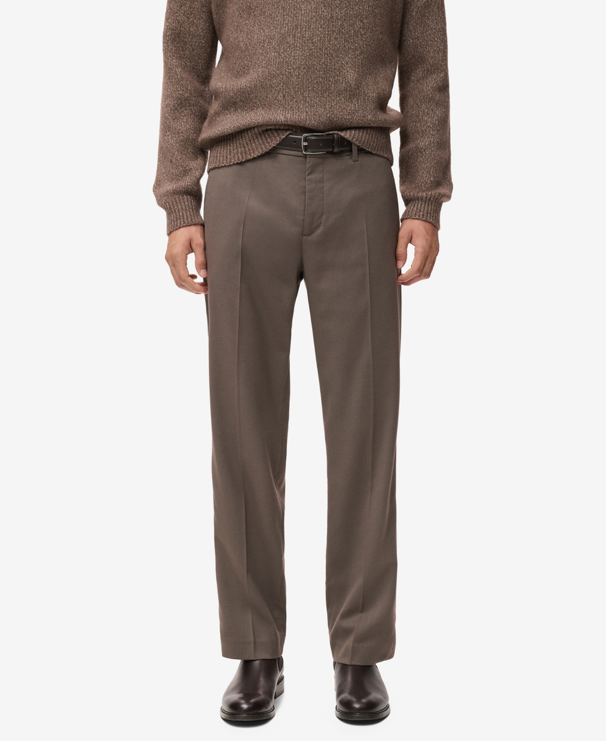 Click here for Mango Mens Regular-Fit Pleated Pants - Medium Brow... prices