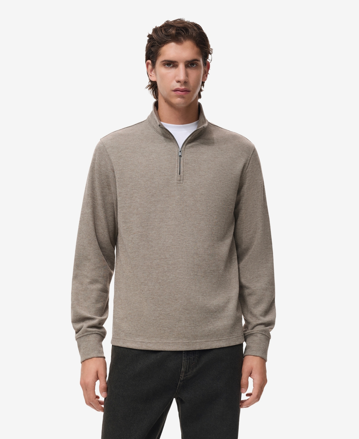 Click here for Mango Mens Regular-Fit Zip-Up Sweatshirt - Sand prices