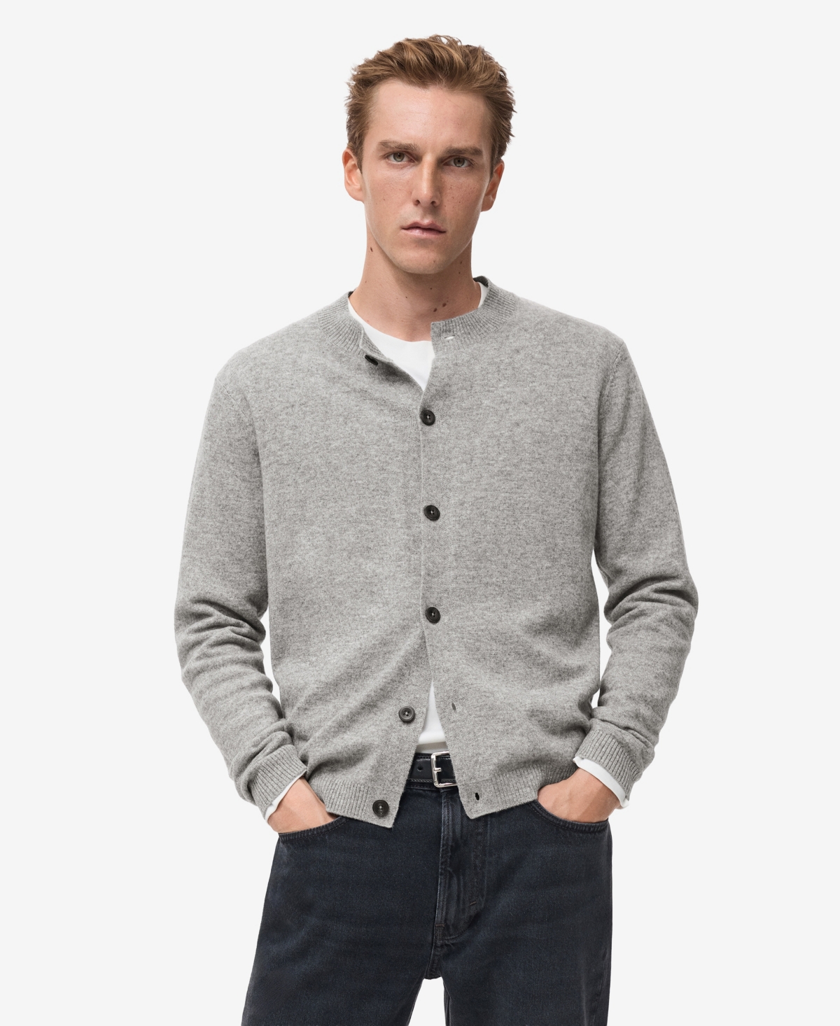 Click here for Mango Mens Extra-Fine Wool Buttons Cardigan - Medi... prices