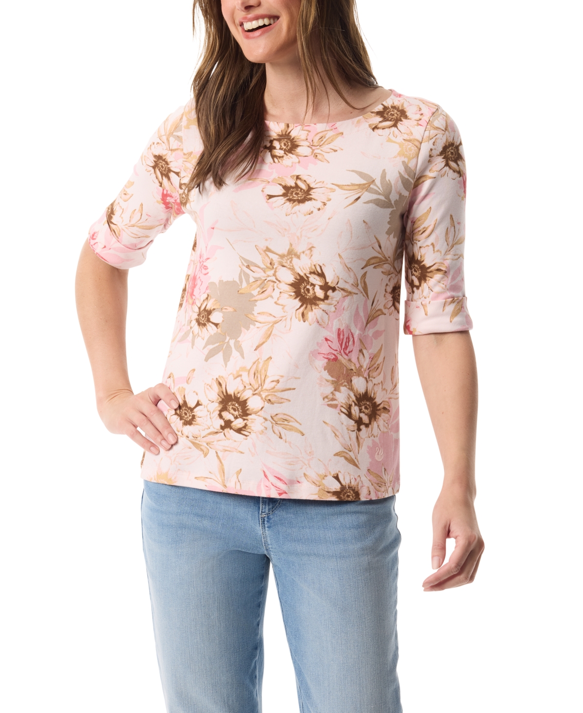 Click here for Gloria Vanderbilt Womens Alanis Printed Cuffed-Sle... prices