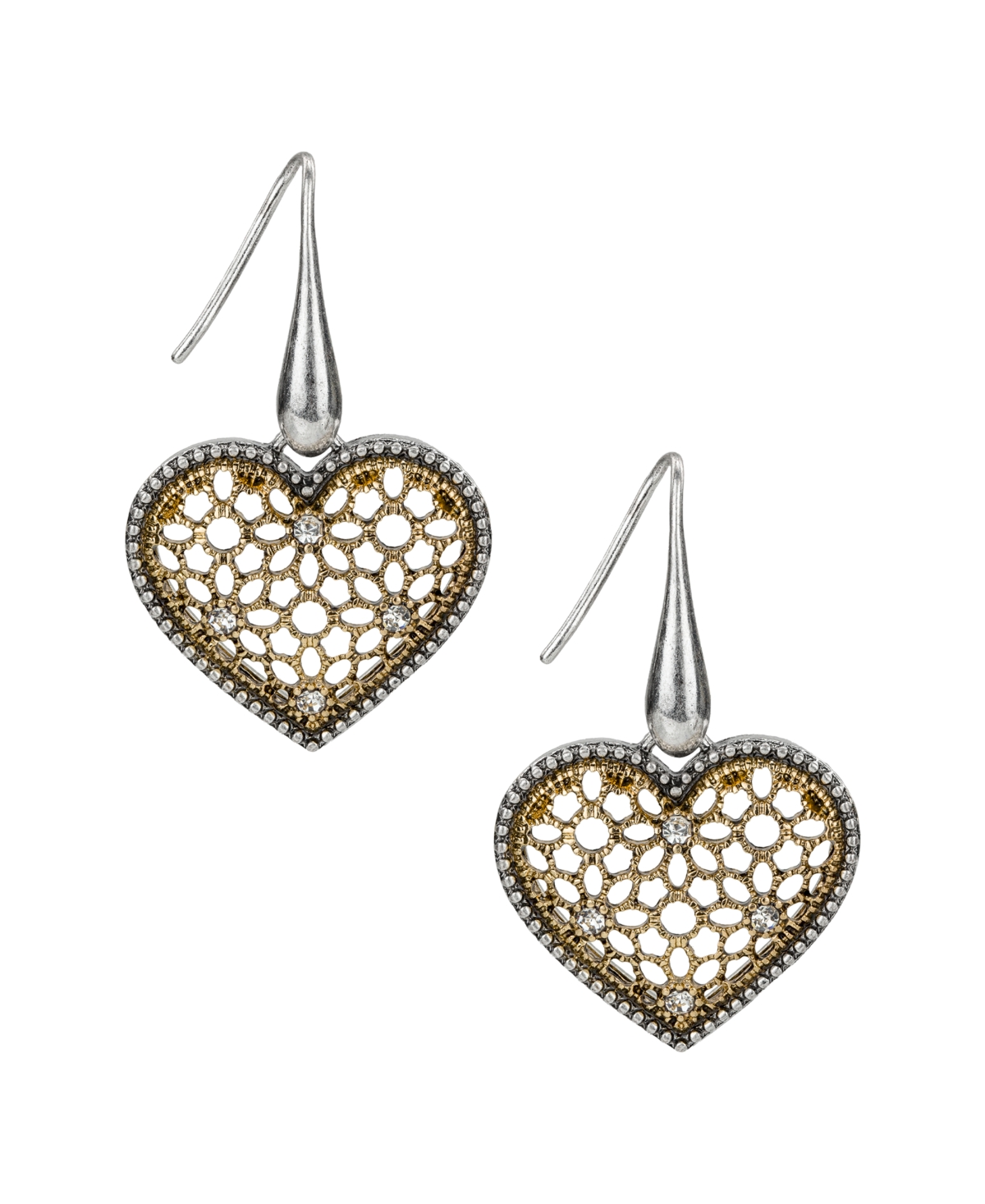 Click here for Patricia Nash Heart Drop Earrings - Antique Gold/S... prices