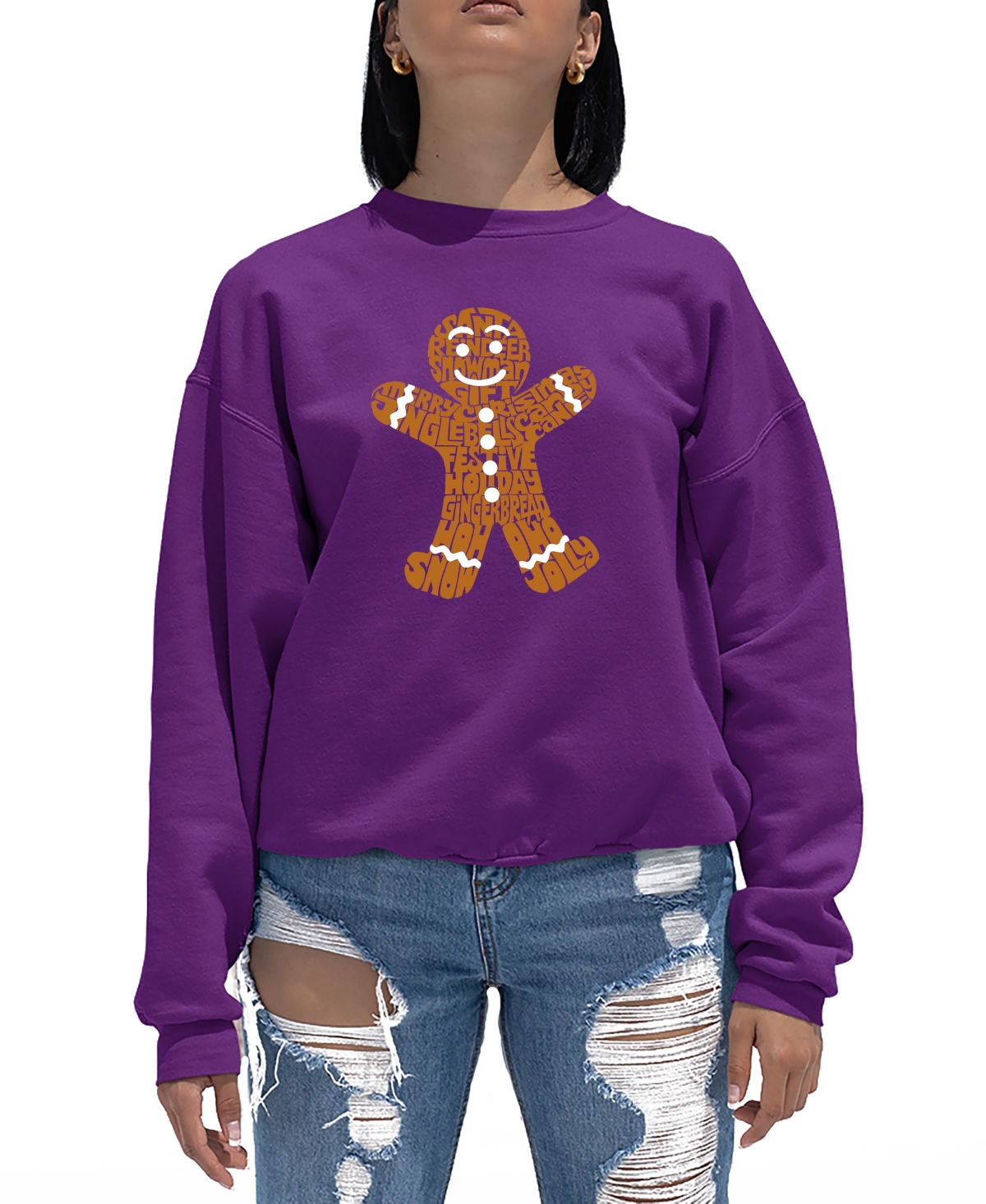 Click here for La Pop Art Womens Gingerbread Word Art Crewneck Sw... prices
