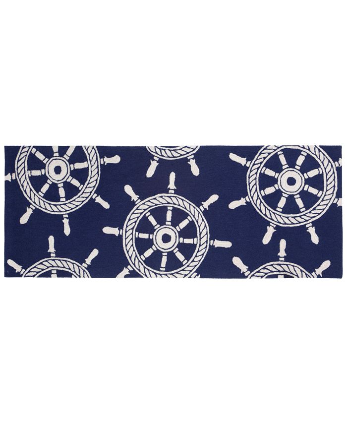 Liora Manne' Liora Manne Front Porch Indoor/Outdoor Ship Wheel Navy ...