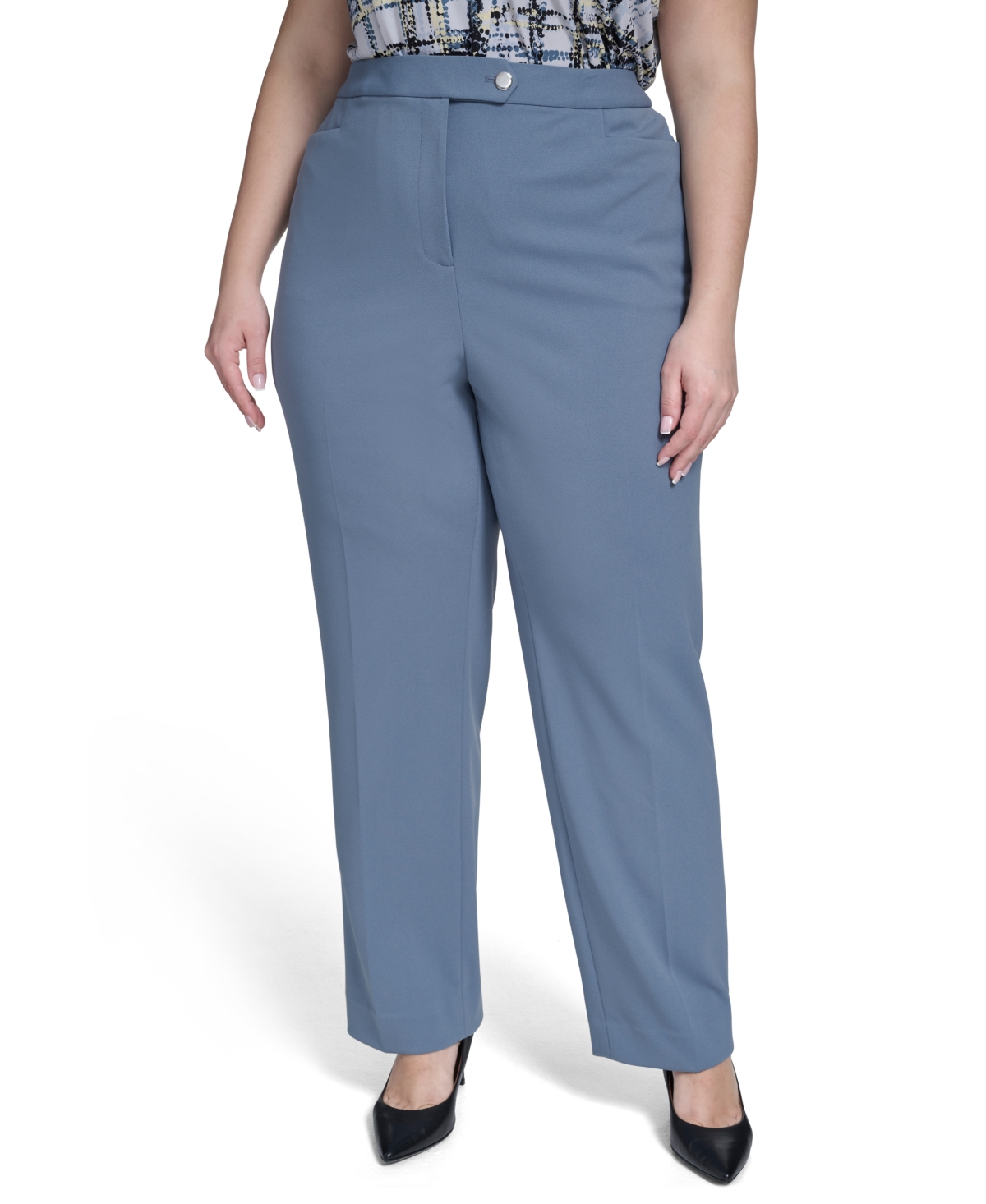 Click here for Calvin Klein Plus Size Scuba Full Length Crepe Pan... prices