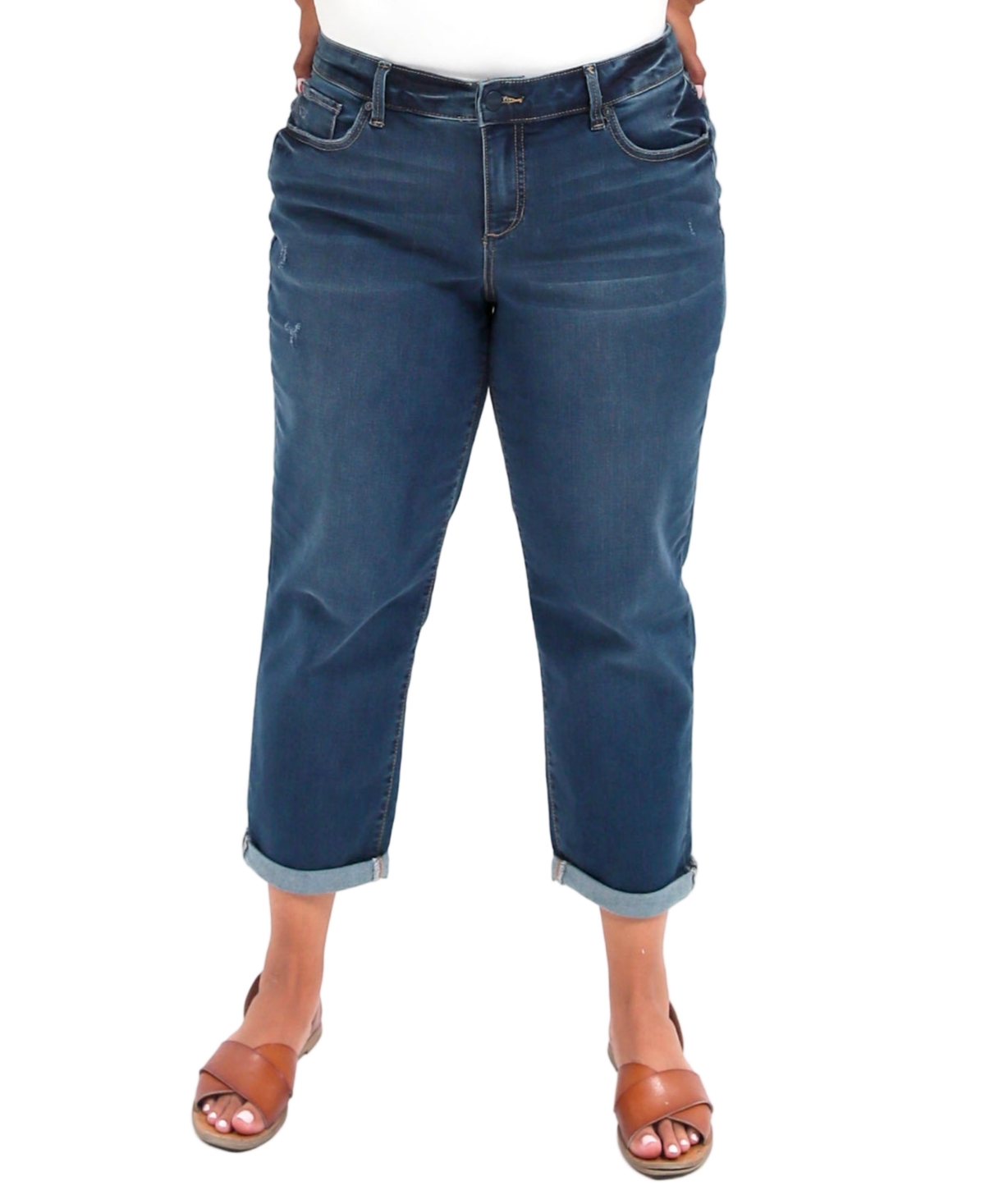 Click here for Slink Jeans Womens Denim Mid rise boyfriend rolled... prices