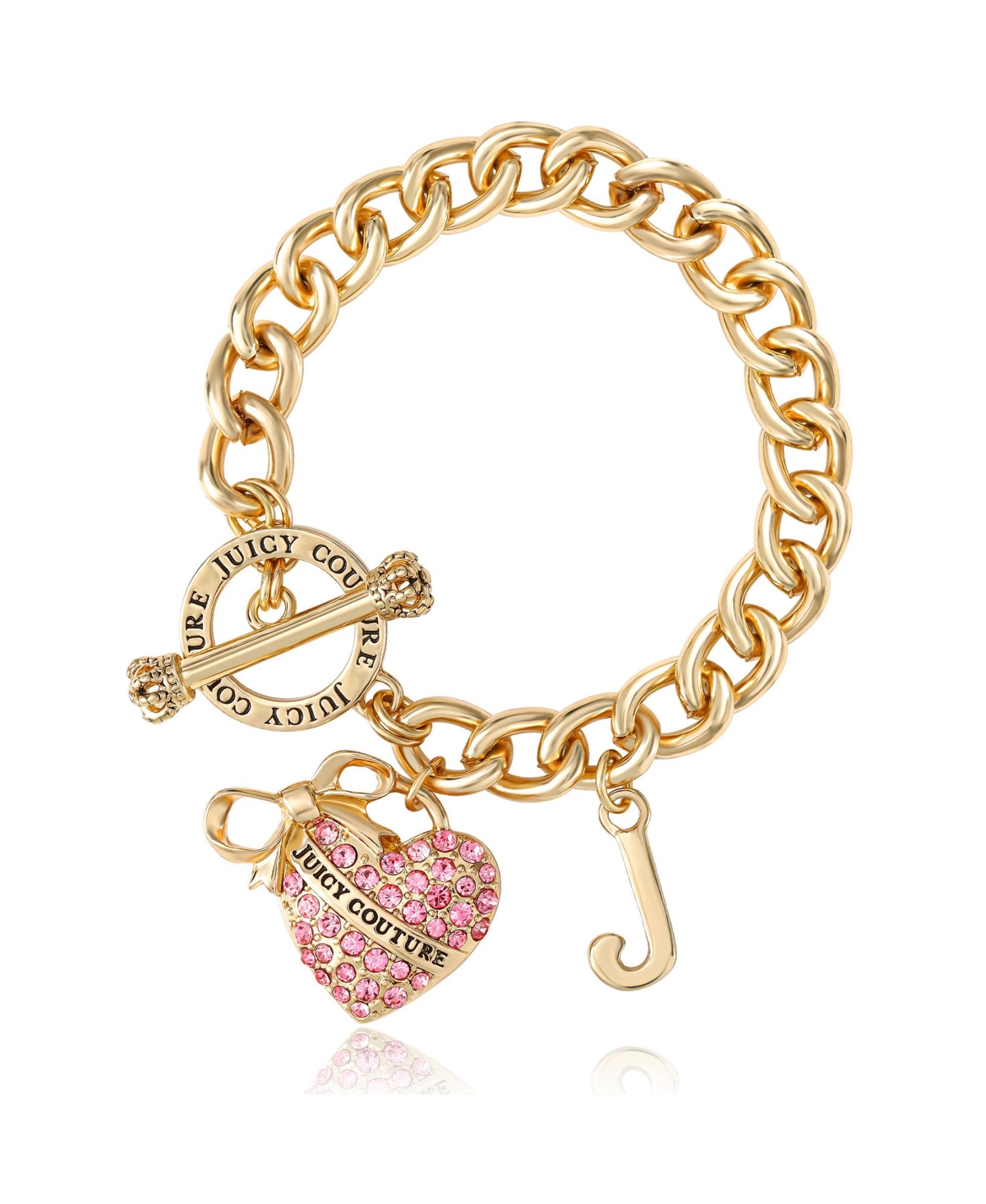 Click here for Juicy Couture Pink Pave Heart Toggle Bracelet  Gol... prices