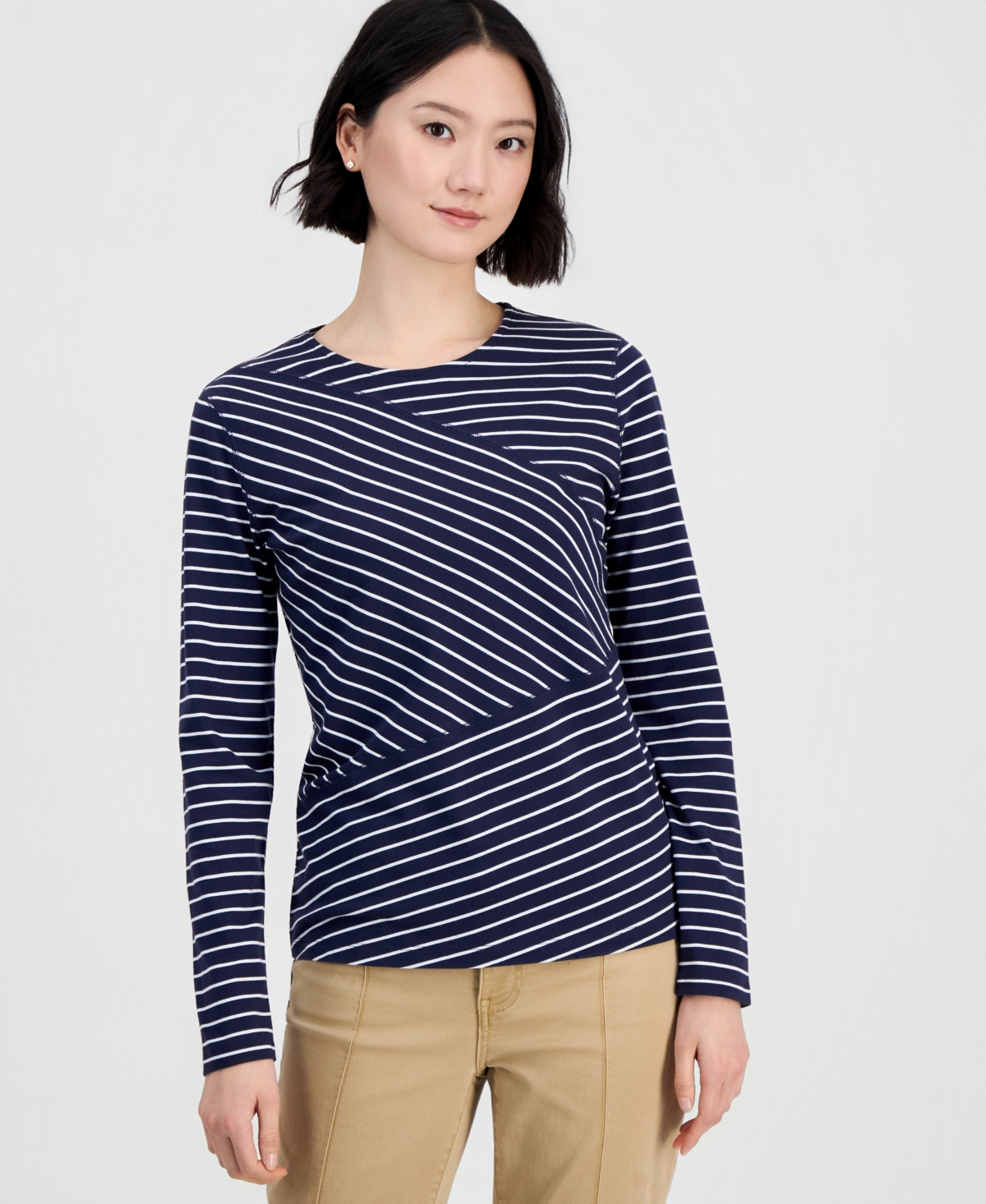 Click here for Nautica Womens Mixed-Stripe Long-Sleeve T-Shirt -... prices