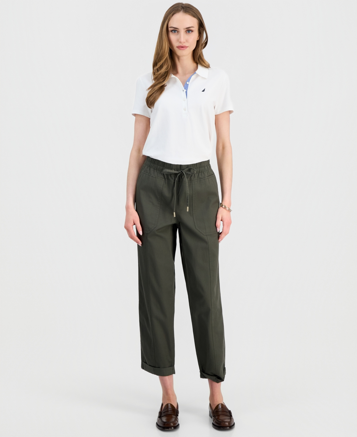 Click here for Nautica Jeans Womens Solid Cuffed Pull-On Pants -... prices