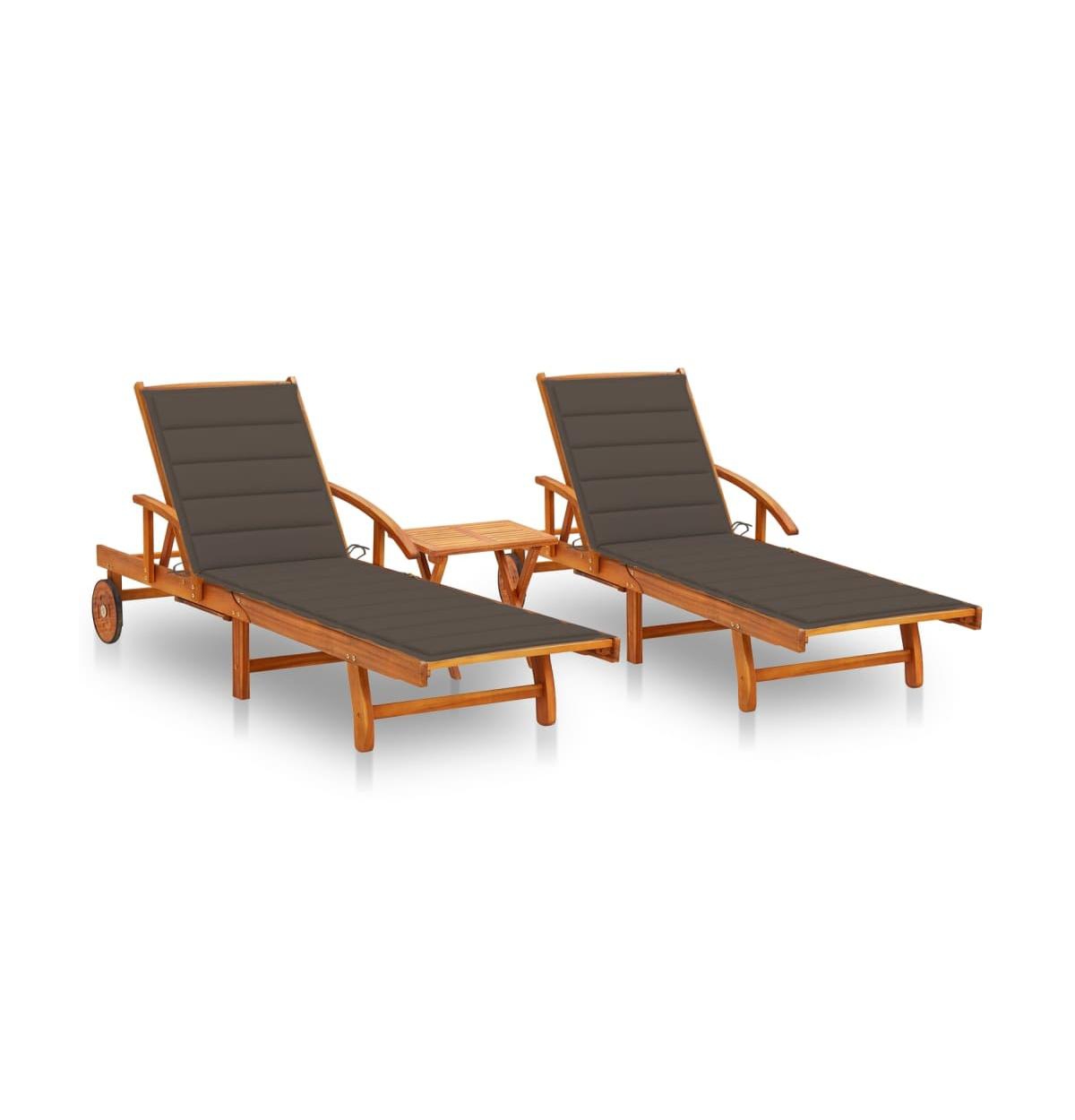 Click here for vidaXL Sun Lounger Taupe  Wood Solid Acacia wood... prices