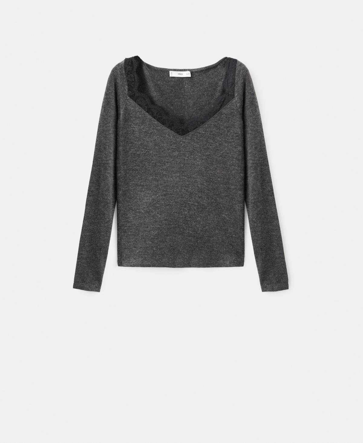 Click here for Mango Womens Lace-Trimmed Scoop-Neck Top - Medium... prices