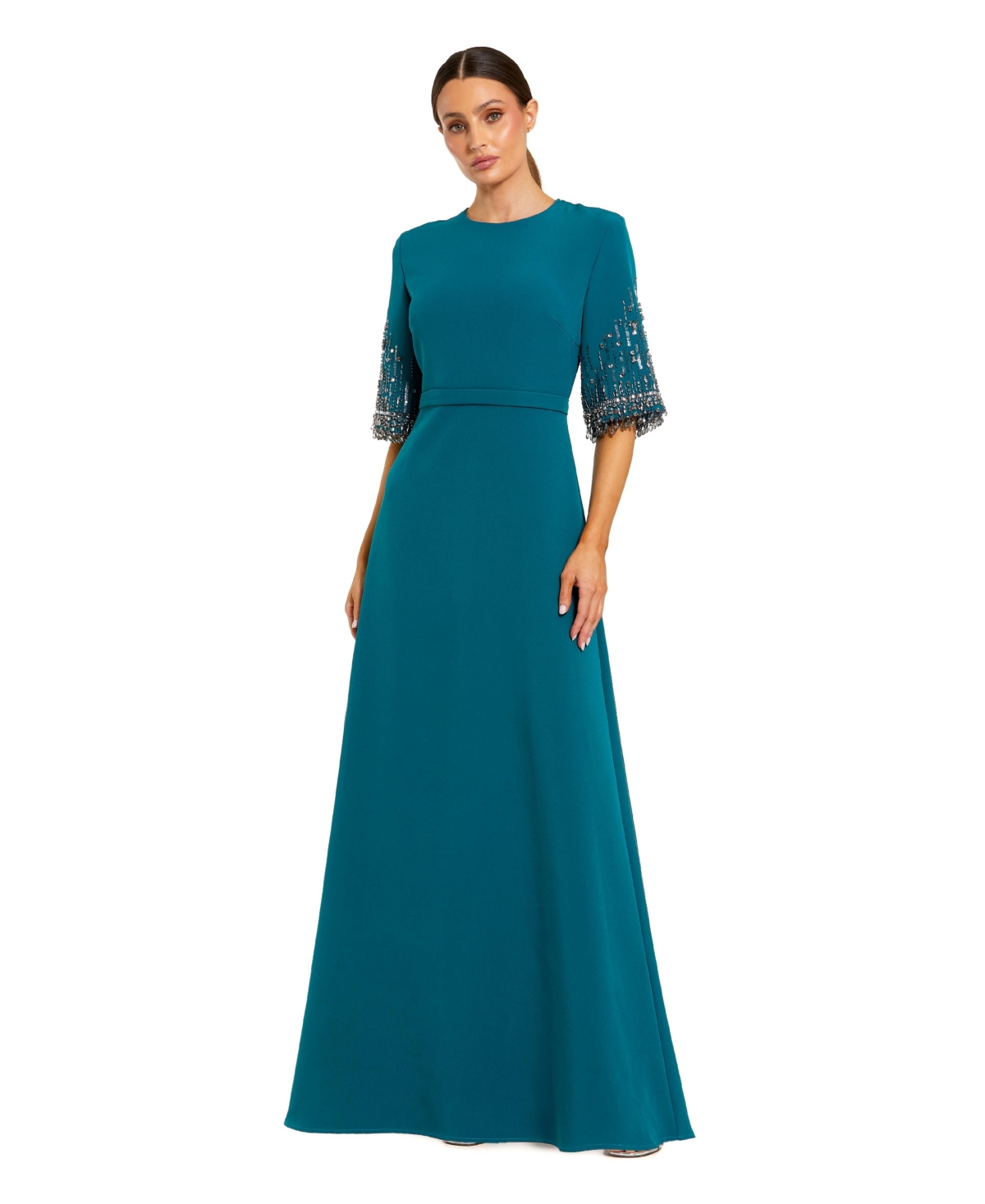 Click here for Mac Duggal Womens Crepe A Line Gown - Ocean prices