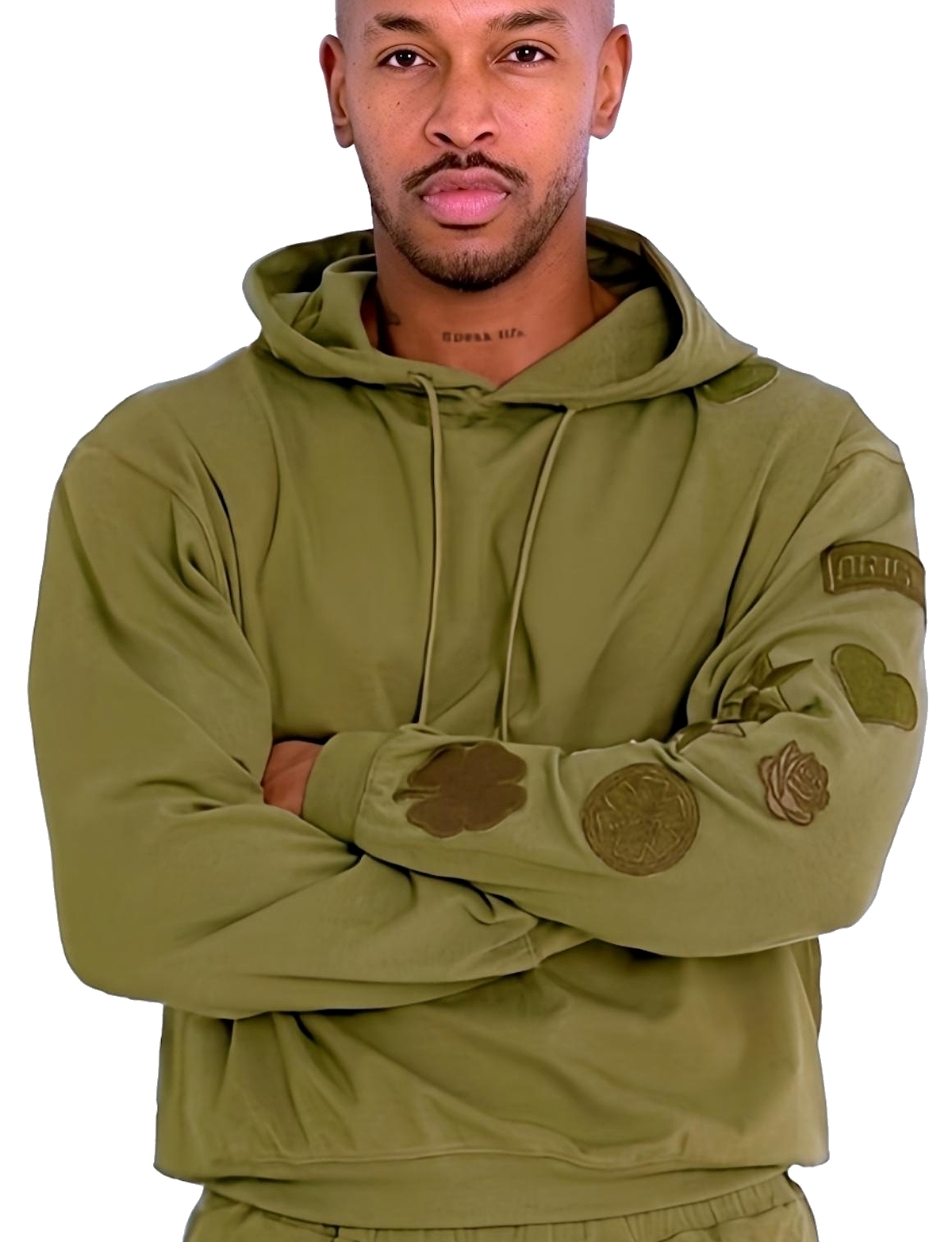 Click here for Dai Moda Mens Menswear Patches Hoodie - Army green prices