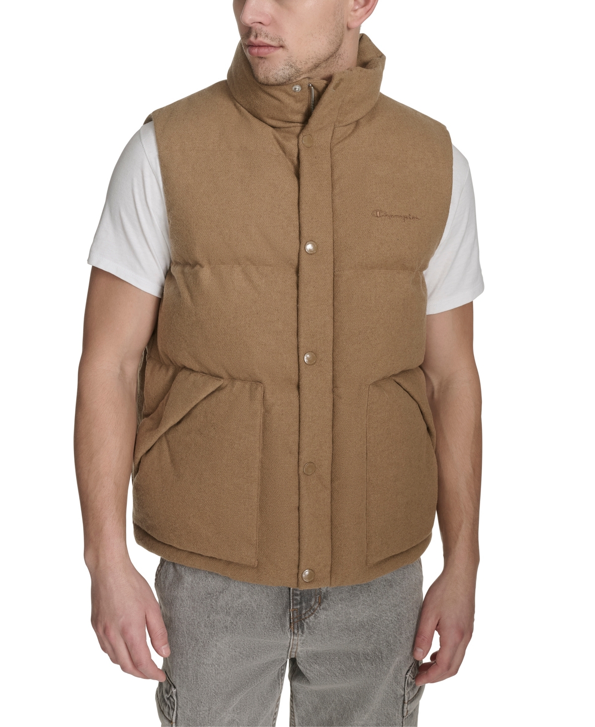 Click here for Champion Mens Quilted Stand-Collar Vest - Camel prices