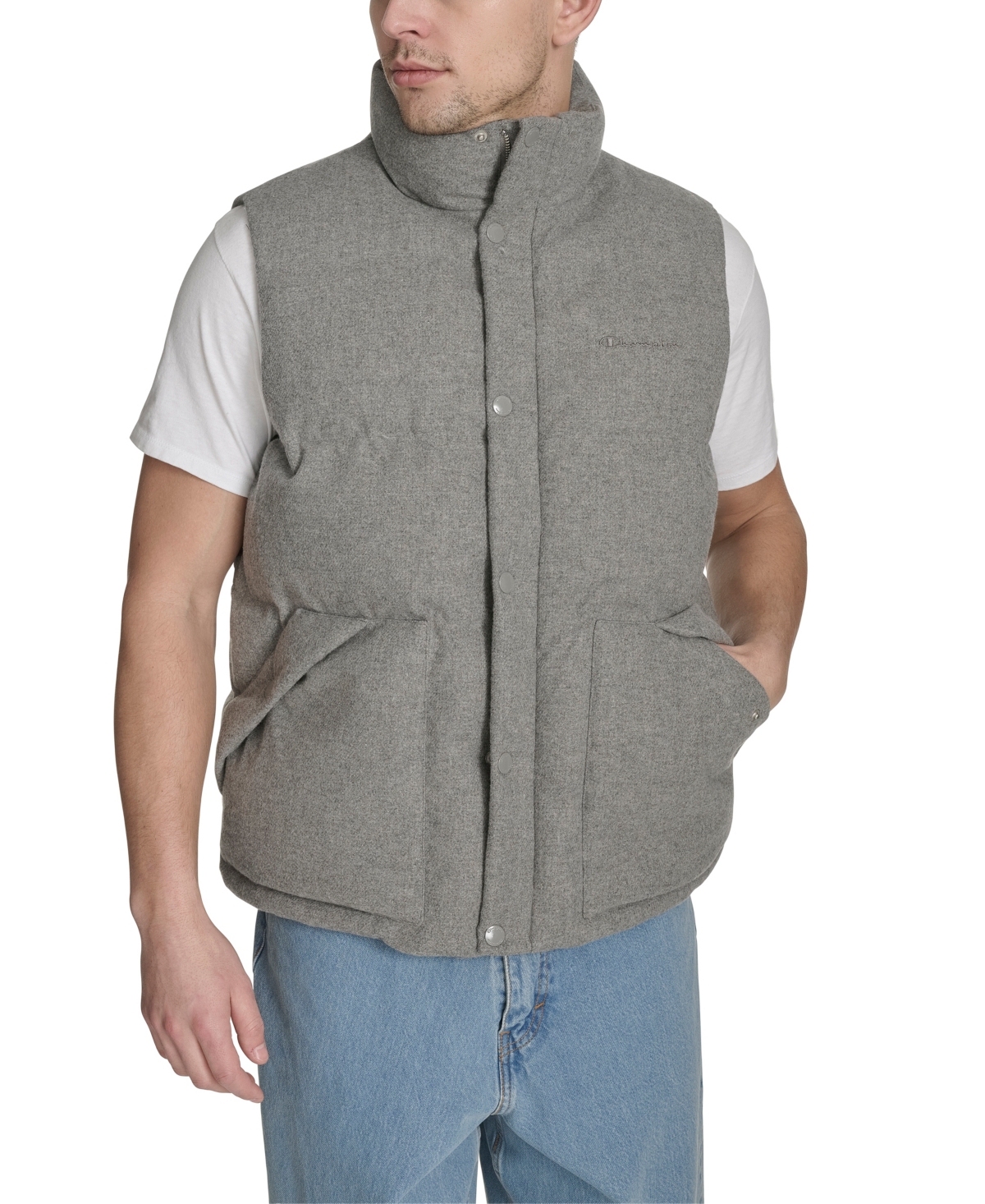 Click here for Champion Mens Quilted Stand-Collar Vest - Heather... prices