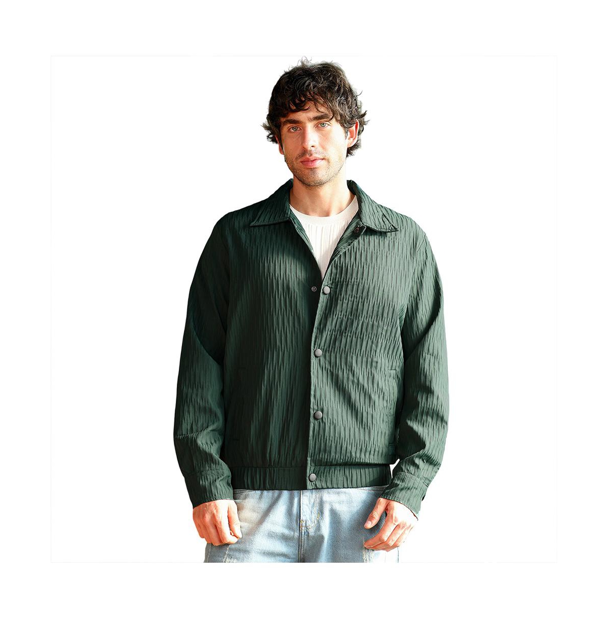Click here for Campus Sutra Mens Emerald Green Crease-Tactile Bom... prices