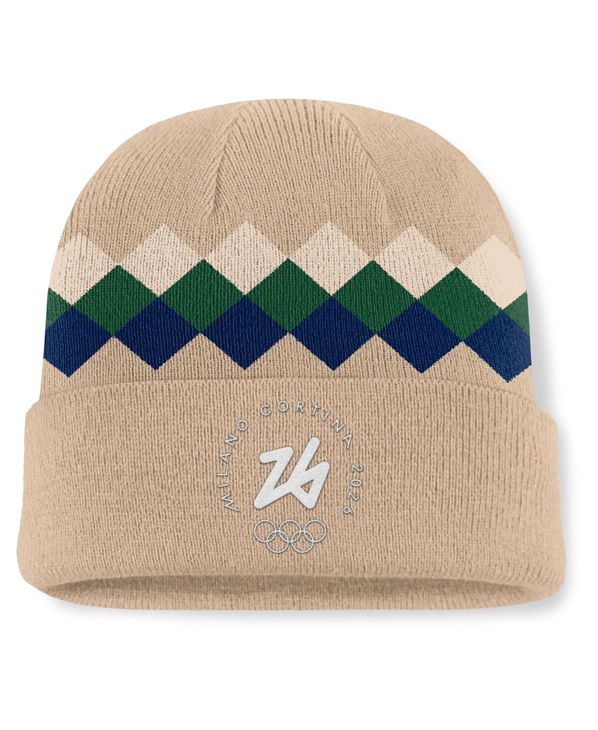 Click here for Mens Tan Milano Cortina 2026 Winter Hex Cuffed Kni... prices