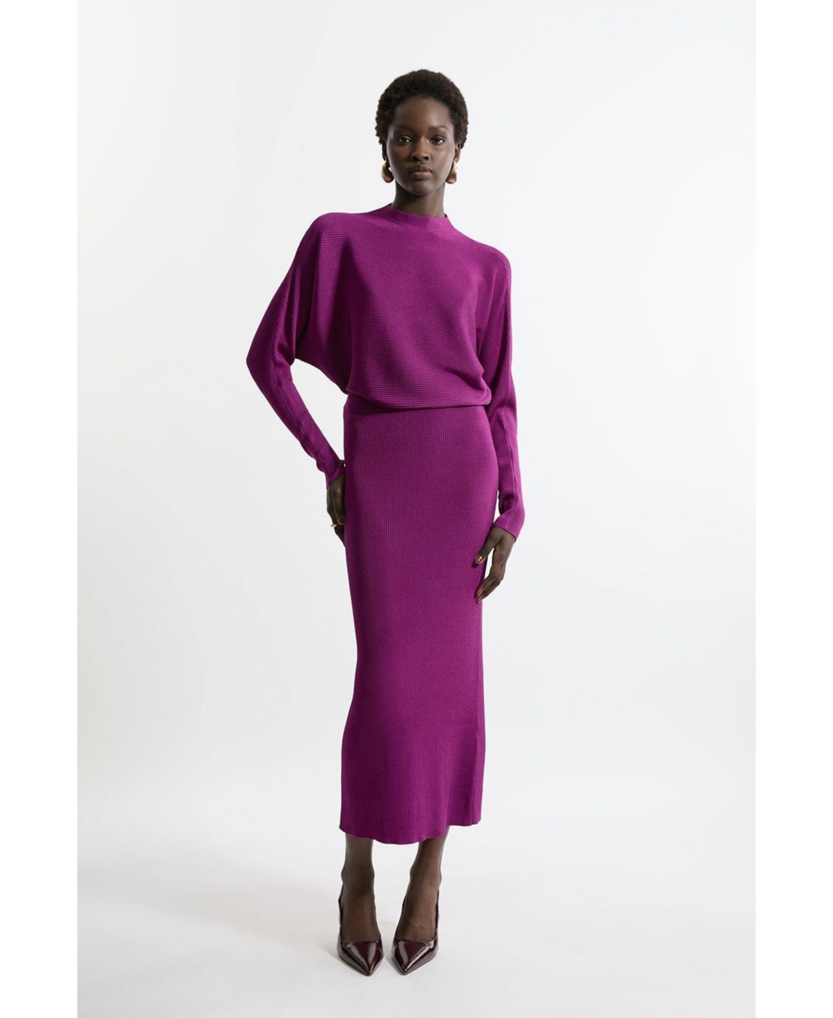 Click here for Karen Millen Womens Drape Knit Bat Wing Pencil Mid... prices