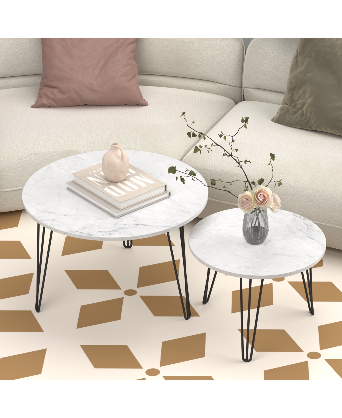 Click here for sumyeg 27.56 Inch Round Nesting Coffee Table Set o... prices