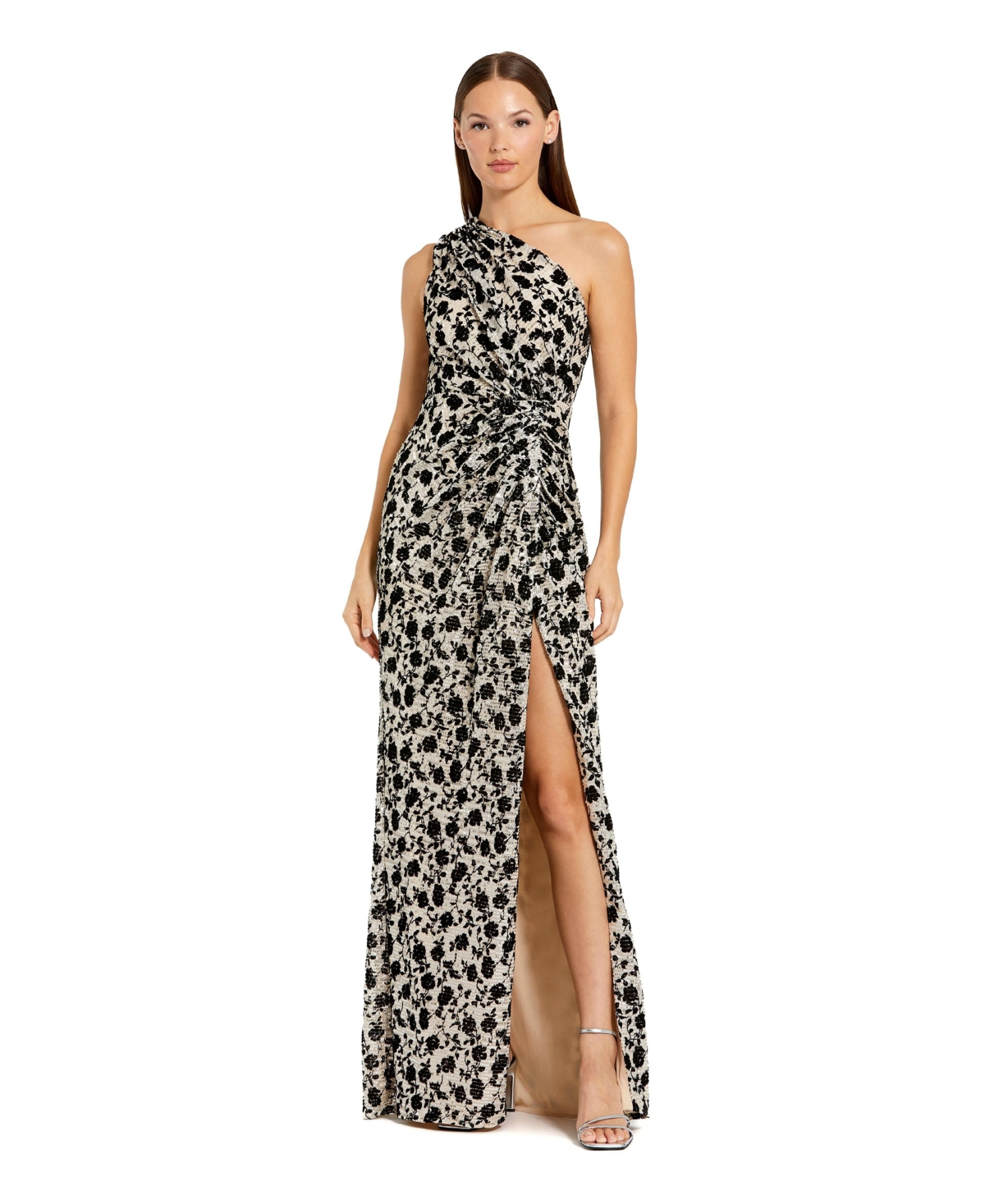 Click here for Mac Duggal Womens One Shoulder Sequin Gown with Fl... prices