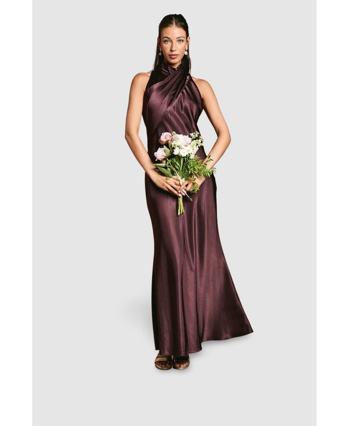 Click here for Coast Womens Satin High Neck Fishtail Maxi Dress -... prices