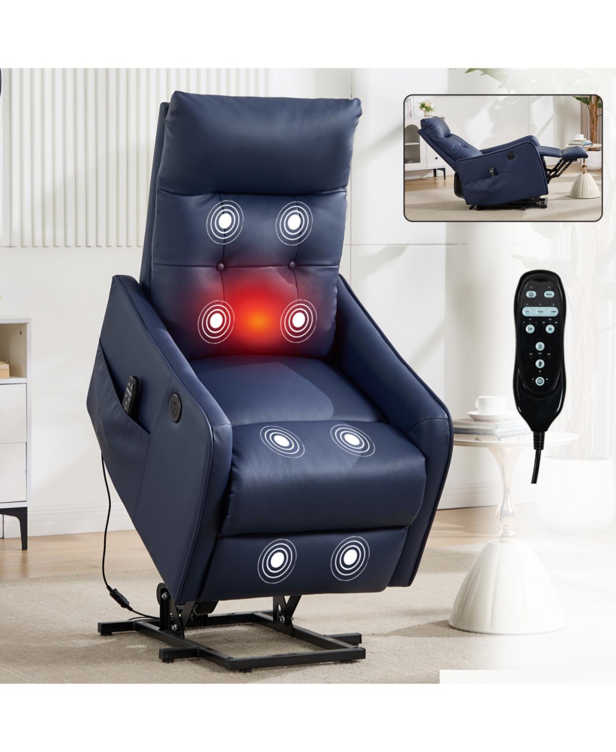 Click here for Streamdale Deep Blue Pu Power Lift Recliner Chair... prices